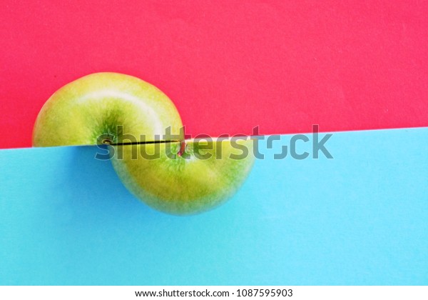 Two Halves Apple On Two Different Stock Photo 1087595903 | Shutterstock
