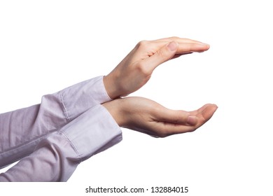 Two Hands Protecting Something Isolated On Stock Photo 132884015 ...