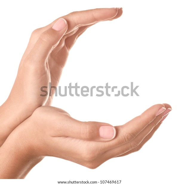 Two Hands Protecting Something Isolated On Stock Photo 107469617 ...