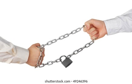 Two Hands Pulling Locked Chain Stock Photo 49246396 | Shutterstock