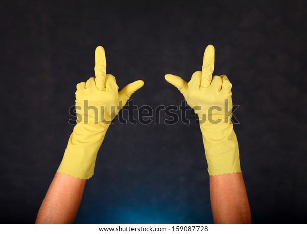 Two Hands Rubber Gloves Middle Finger Stock Photo 159087728 | Shutterstock