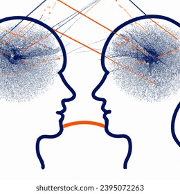Two Human Heads Profile View Brains AI-generated image 2395072635 ...