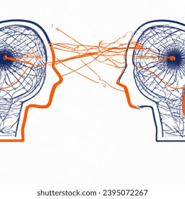 Two Human Heads Profile View Brains AI-generated image 2395072635 ...