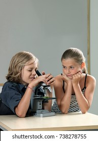 Two Kids Using Microscope Stock Photo 738278755 | Shutterstock