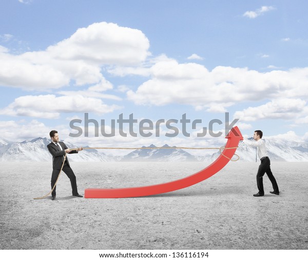 Two Man Pulling Rope Red Arrow Stock Photo 136116194 | Shutterstock