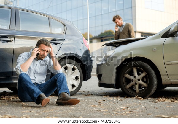 Two Men Calling Car Help Assistance Stock Photo (Edit Now) 748716343