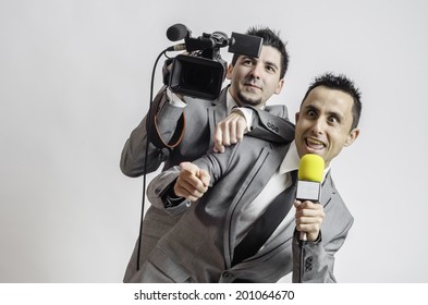 Two Men Camera Microphone Stock Photo 201064670 | Shutterstock