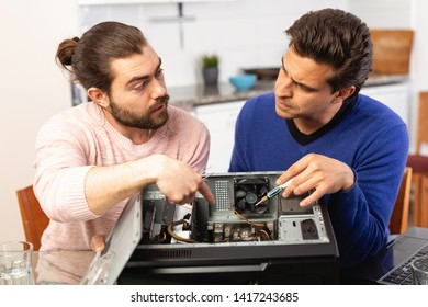 Two Men Engaged Assembling Desktop Computer Stock Photo 1417243685 ...