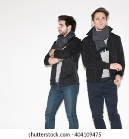 Two Men Jackets Posing Studio Fashionable Stock Photo 404109475 ...