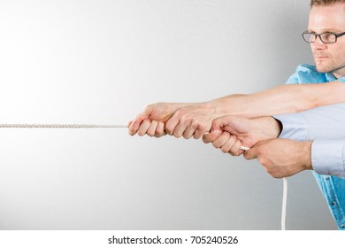 Two Men Pulling Rope Teamwork Pays Foto Stok 705240514 | Shutterstock