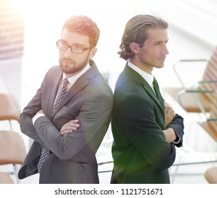 Two Men Standing Back Back Support Stock Photo 1121751671 | Shutterstock