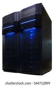 Two Modern Supercomputers Blue Light Isolate Stock Photo 544712899 ...