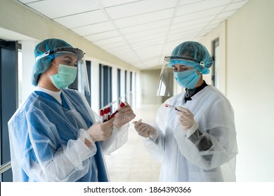 Two Nurses Work Blood Samples Determine Stock Photo 1864390366 ...