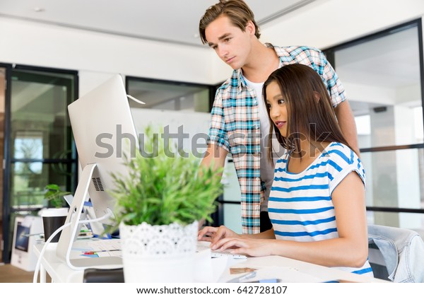Two Office Workers Desk Stock Photo 642728107 | Shutterstock