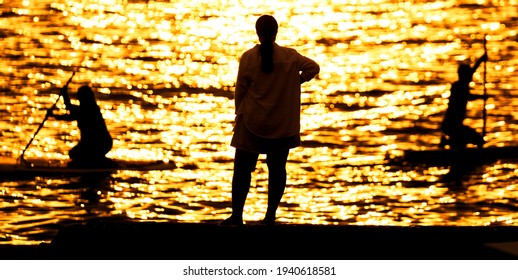 Two People Float On Board Sea Stock Photo 1940618581 | Shutterstock