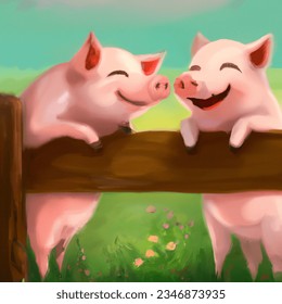 Two Pigs Talking While Leaning On AI-generated image 2346873769 ...