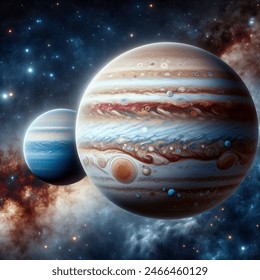 「Two Planets Side By Side Against」のAI生成画像、2466461851 | Shutterstock