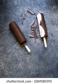 Two Popsicles Chocolate Coating One Popsicle Stock Photo 1069585595 ...