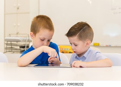 Two Preschooler Boy Using Tablet On Stock Photo 709038232 | Shutterstock