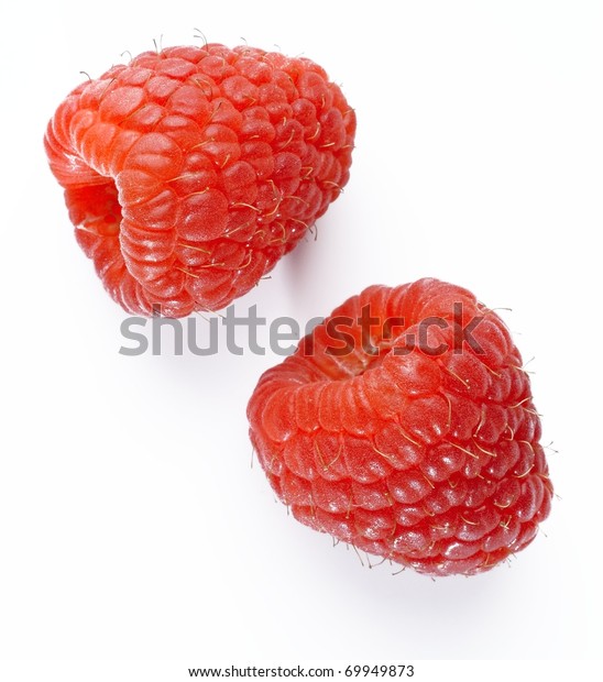Two Raspberry On White Background Stock Photo 69949873 | Shutterstock