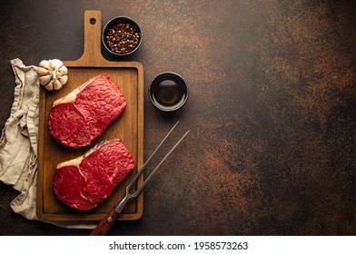 Two Raw Uncooked Beef Steaks On Stock Photo (Edit Now) 1958573263
