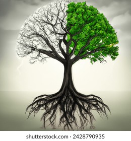 Floating Green Tree Roots Bare Roots Gambar yang dibuat AI 2539953823 ...