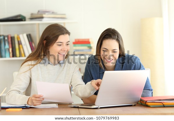 Two Students Learning Together On Line Stock Photo (Edit Now) 1079769983