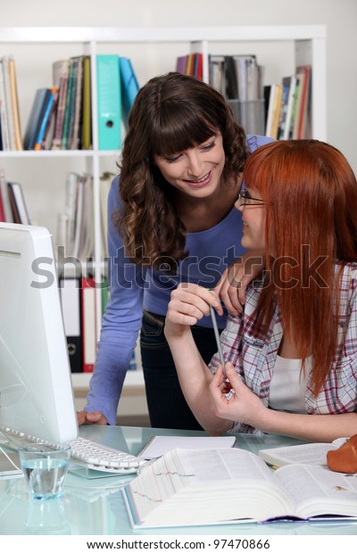 Two Students Studying Together Stock Photo (Edit Now) 97470866