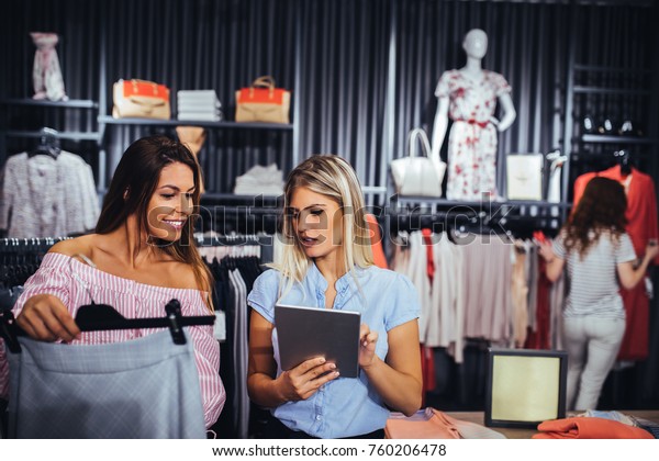 Two Women Store Checking Availability Product Stock Photo 760206478 ...