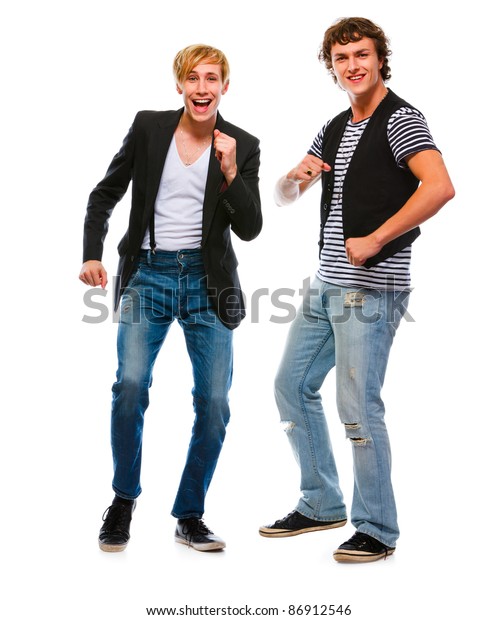 Two Young Men Dancing On White Stock Photo 86912546 | Shutterstock