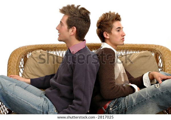 Two Young Men Sitting Back Back Stock Photo 2817025 | Shutterstock