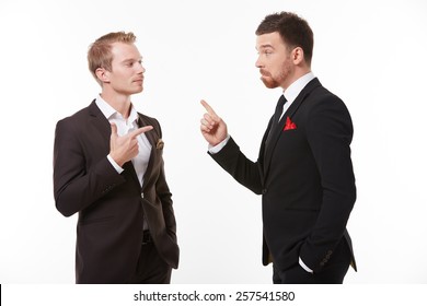 Two Young Men Suits Talking Having Stock Photo 257541580 | Shutterstock
