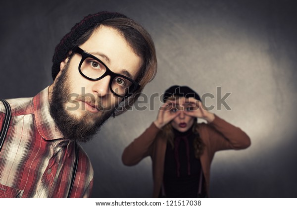 Two Young Nerds Looking Camera Nerdy Stock Photo (Edit Now) 121517038