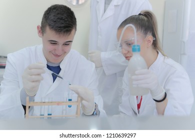 Two Young Scientists Doing Experiments Laboratory Stock Photo ...