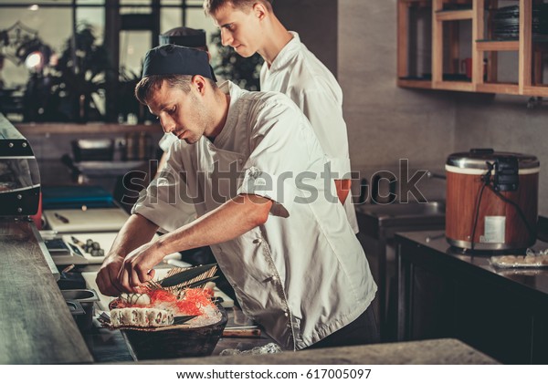 Two Young White Chefs Dressed White Stock Photo 617005097 | Shutterstock
