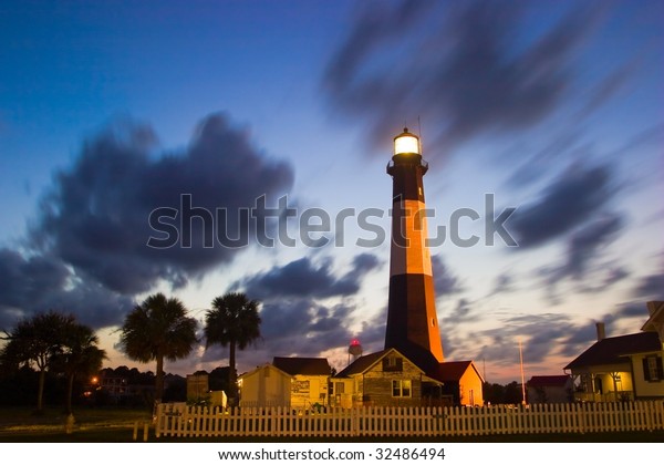 Tybee Lighthouse Cloudy Night Stock Photo (Edit Now) 32486494