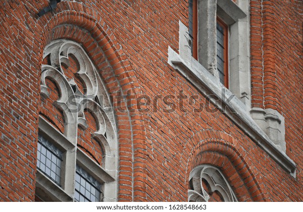 Typical Gothic Architecture Brick Facade Historic Stock Photo ...