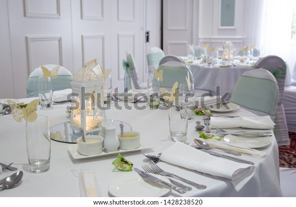 Uk Wedding Breakfast Table Layout Gifts Stock Photo (Edit Now) 1428238520