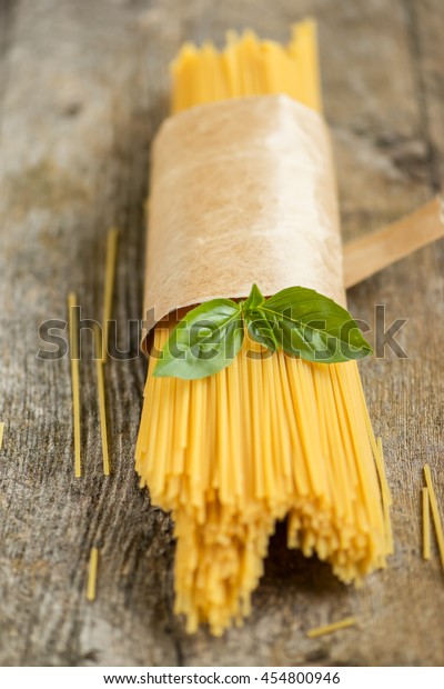 Uncooked Spaghetti Wrapped Paper Basil Stock Photo 454800946 | Shutterstock