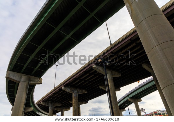 Underside Interstate Highway Overpass Bridges Cloudy Stock Photo (Edit ...