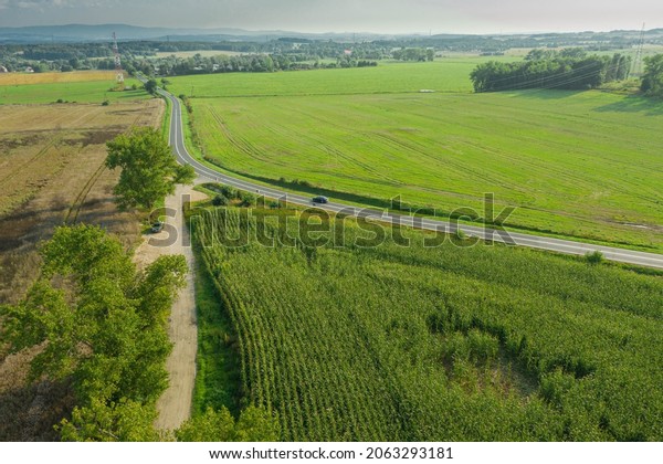 Undulating Terrain Covered Arable Fields Meadows Stock Photo 2063293181 ...