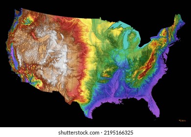 United States Color Elevation Map Stock Photo 2195166325 | Shutterstock