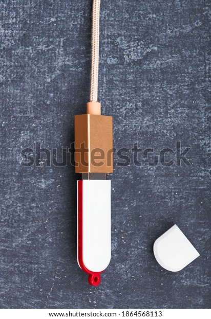 Usb Flash Card Connected Usb Cable Stock Photo 1864568113 | Shutterstock