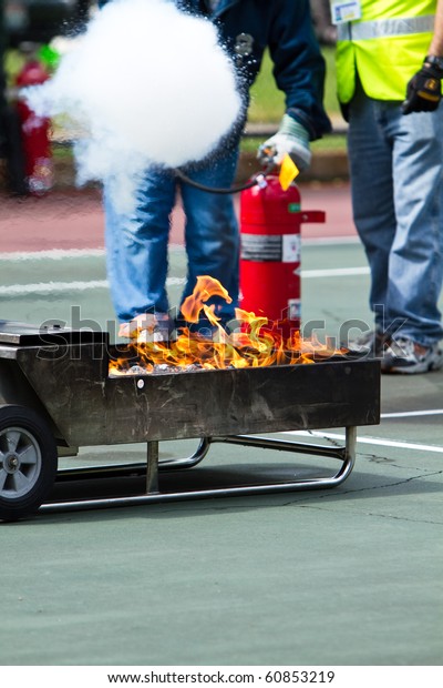 Using Fire Extinguisher Pass Pull Aim Stock Photo (Edit Now) 60853219