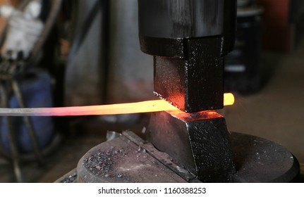 Using Pneumatic Hammer Shape Hot Metal Stock Photo 1160388253 ...
