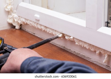 Using Polyurethane Foam Installation Windows Stock Photo 636933061 ...