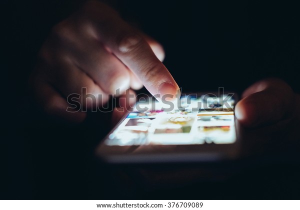 Using Smart Phone Dark Stock Photo 376709089 | Shutterstock