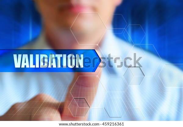 Validation Concept Image Man Press Virtual Stock Photo 459216361 ...