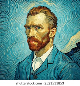 Hyper-realistic Style Van Goghs Self-portrait Style AI-generated image ...