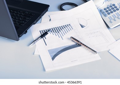 Various Documents Chart Pens On Table Stock Photo 45366391 | Shutterstock